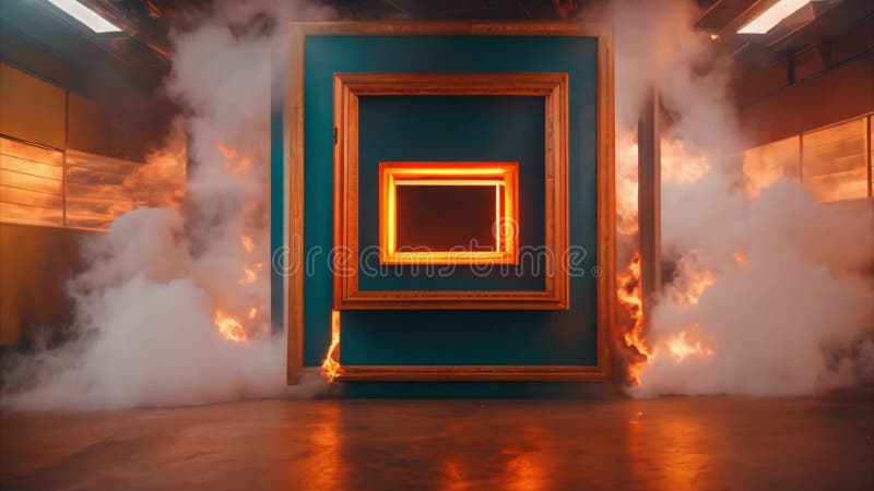 Abstract Composition Square Vertical Frame Around the Flames of the ...