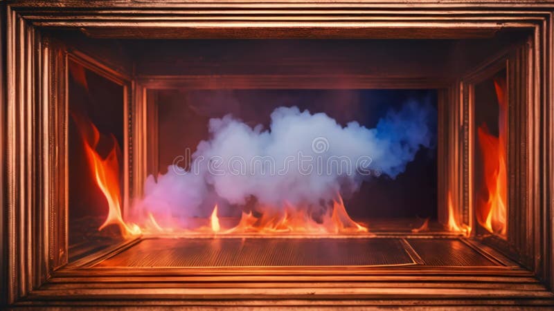 Horizontal Rectangular Frame Golden Spatial Design, Cubic, Flames of ...