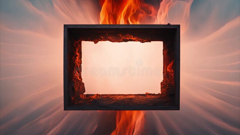 Horizontal Rectangular Frame Around Escaping Flames of Fire and the ...