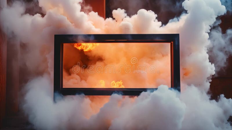 Horizontal Rectangular Frame Around the Frame, Flames of Fire and Thick ...