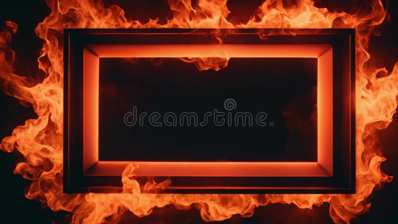 Horizontal, Rectangular Frame Around the Orange Frame, Flames of Fire ...