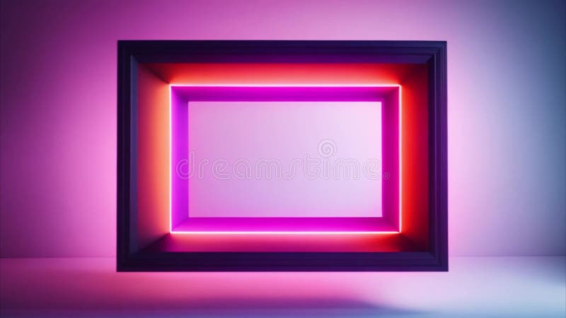 Horizontal Rectangular Frame Luminous Thick Pink Orange and Dark Blue ...