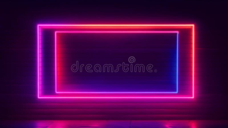 Horizontal Rectangular Frame Neon Double Color Blue-purple Frame with ...