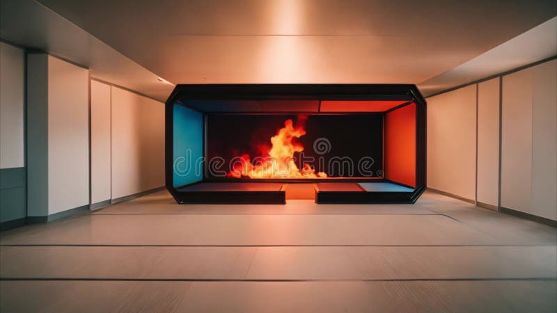 Horizontal Rectangular Frame Slow Zoom Effect in the Middle, Flames of ...