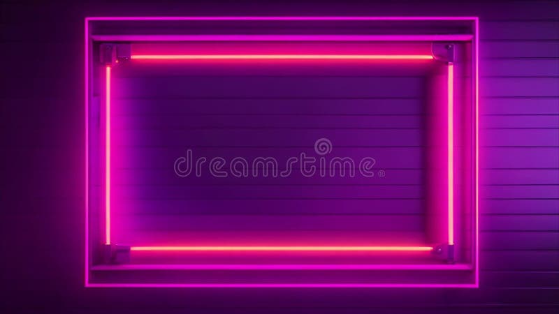Horizontal Rectangular Frame Luminous Neon Pink and Orange Frame on ...
