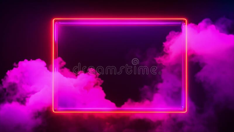 Horizontal Rectangular Frame Luminous Neon Pink and Orange Frame in the ...