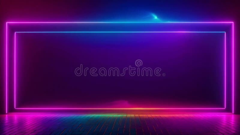 Horizontal Rectangular Frame Neon Colored Blue-purple Frame with Moving ...