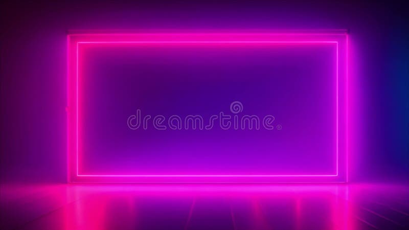 Horizontal Rectangular Frame Neon Colored Blue-purple Frame with Moving ...