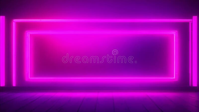 Horizontal Rectangular Frame Neon Pink Colors on Dark Background ...