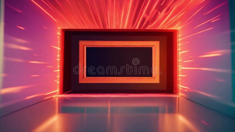 Horizontal Rectangular Frame Orange in the Middle of a Dark, Empty ...