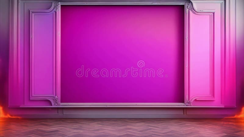Horizontal Rectangular Frame of Pink Color on the Wall Effect of Slow ...