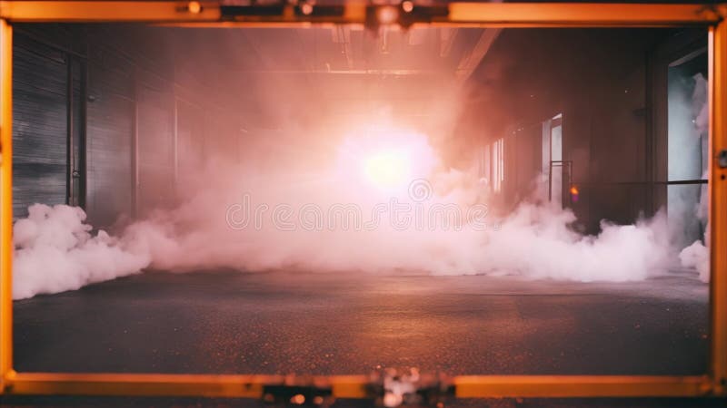 Horizontal, Rectangular Frame Slowly Rising Smoke Inside the Building ...