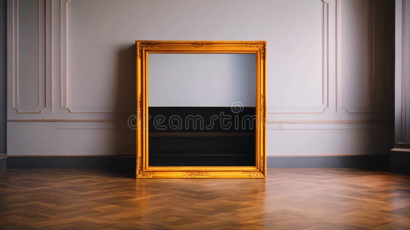 Horizontal Rectangular Frame Standing Gold Picture Frame Leaning ...