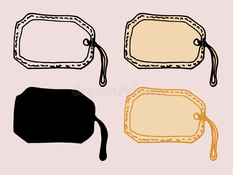 Horizontal Rectangular Tag for a Gift in a Flat Style. Hand-drawn in ...