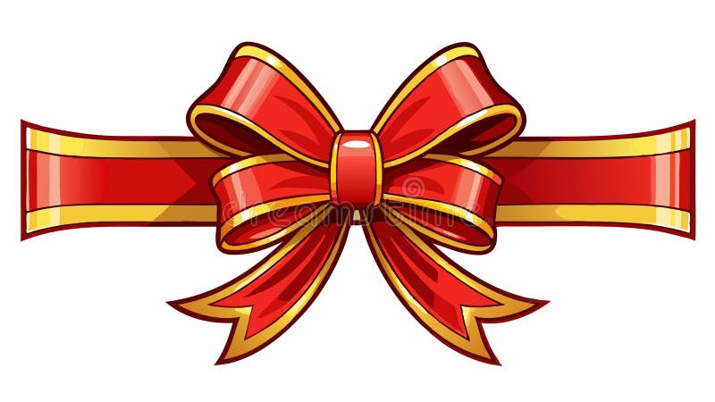 Horizontal Red Ribbon with Decorative Bow for Present Packing Isolated ...