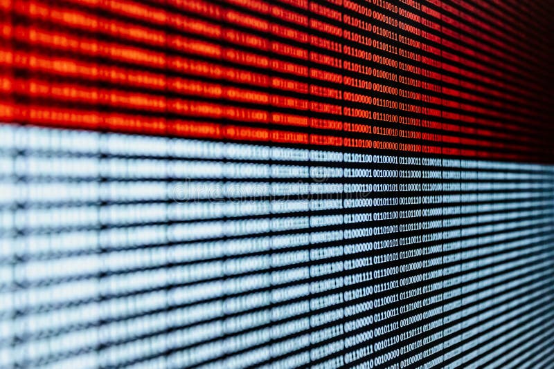 Horizontal Red and White Binary Language Over a Screen Background Stock ...