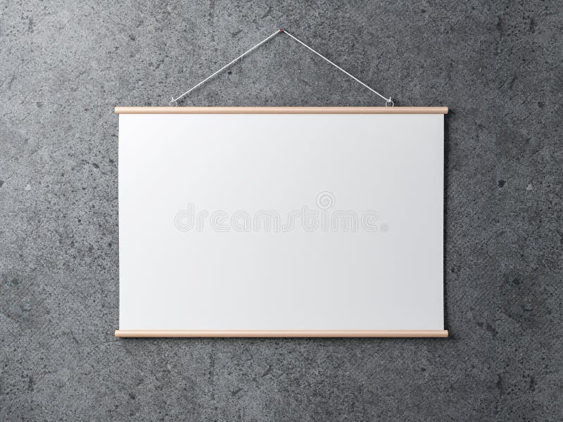 Horizontal Roll Up Poster Mockup, Pull Down Chart, Projection Screen ...