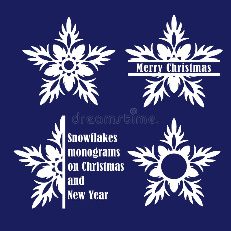 Horizontal, Round and Side Frame for Text from a Snowflake. Stock ...