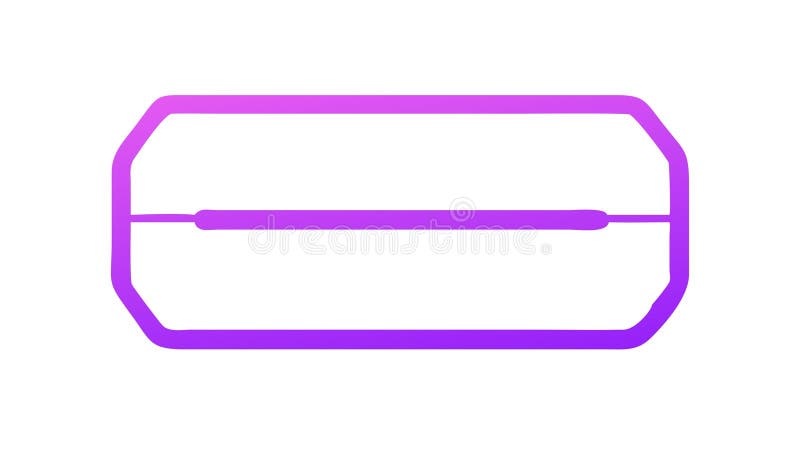 Horizontal Rounded Rectangle Outline Icon with Inner Line, Vector ...