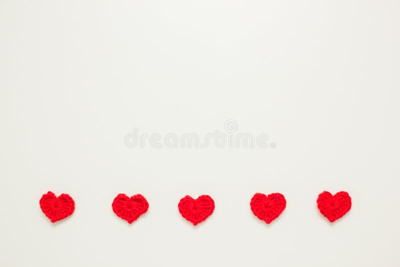 Horizontal Row of Red Knitted Hearts Stock Image - Image of decorative ...