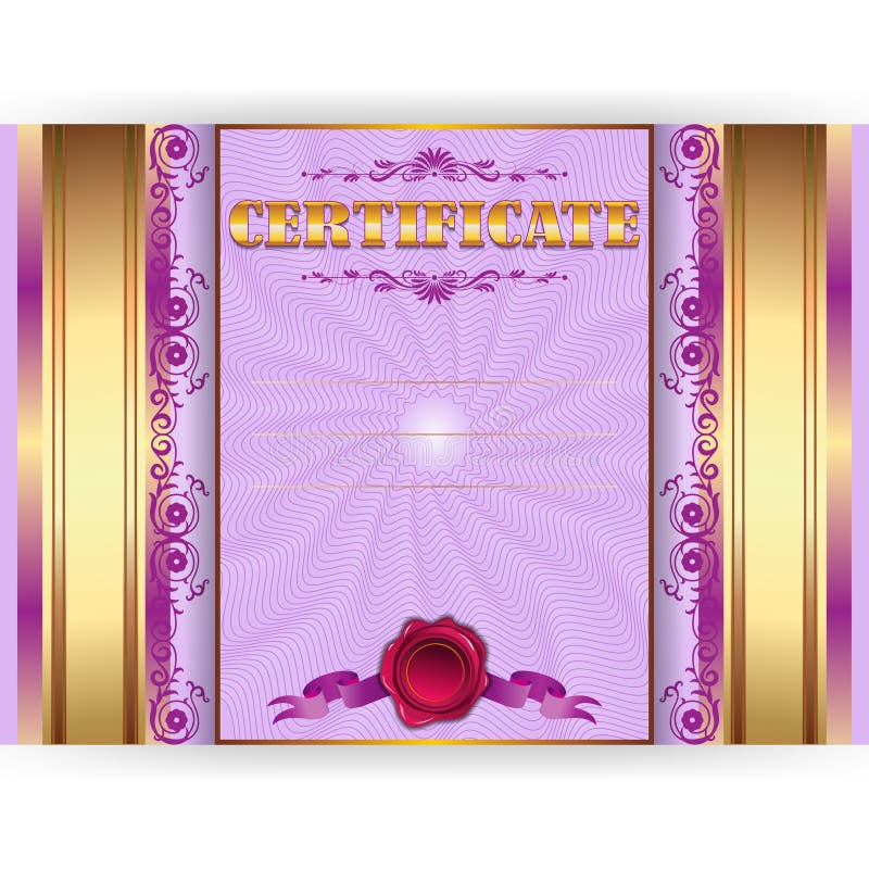 Horizontal Royal Gold Certificate with Lace Ornate Stock Illustration ...