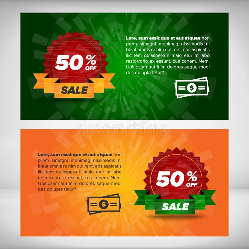 Horizontal sale banners stock vector. Illustration of cheap - 65011285