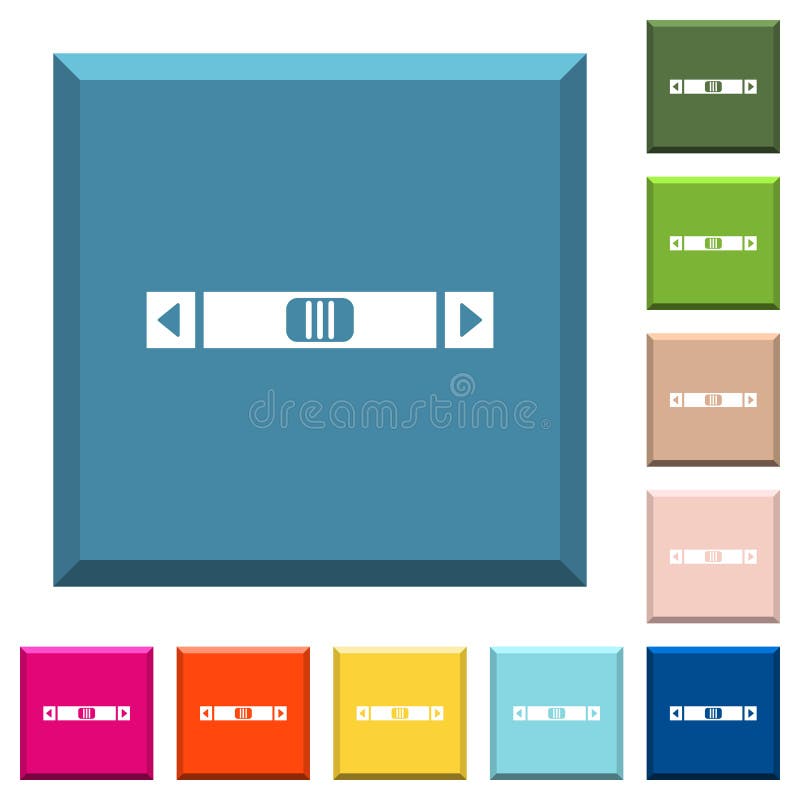 Horizontal Scroll Bar White Icons on Edged Square Buttons Stock Vector ...