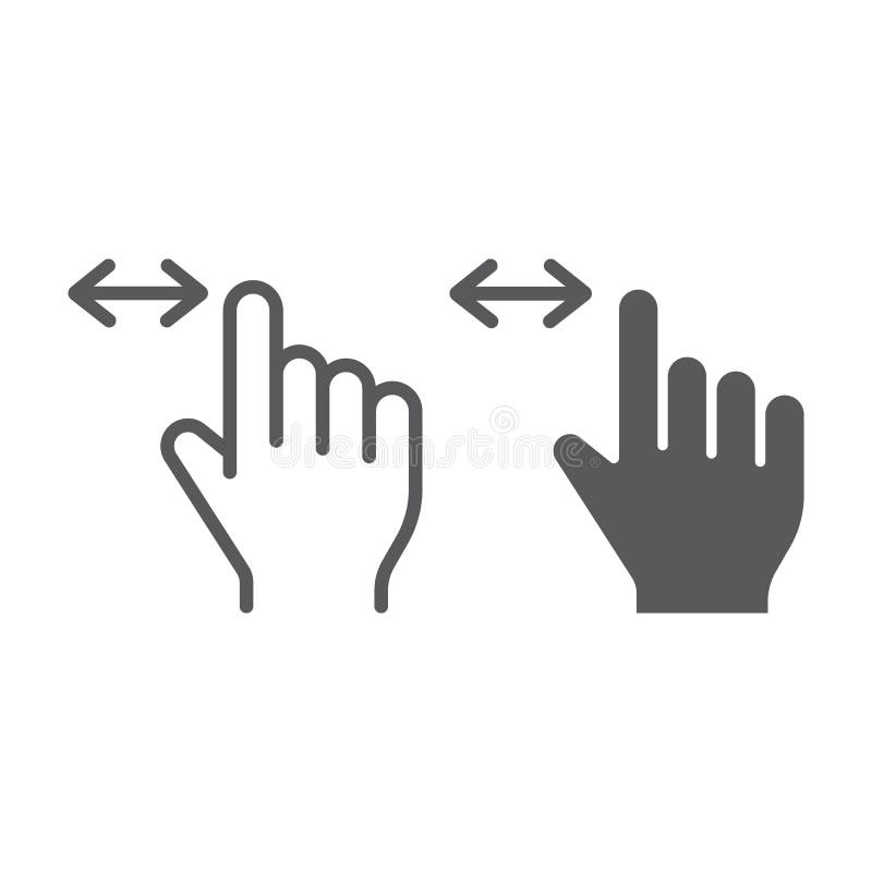 Two Finger Horizontal Scroll Line and Glyph Icon, Gesture and Hand ...