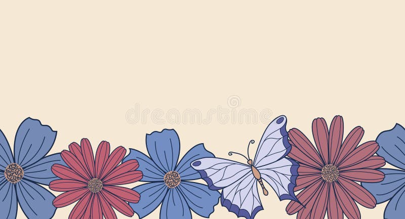 Horizontal Seamless Background with Flowers Stock Illustration ...