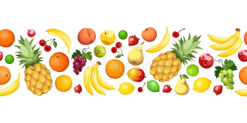 Horizontal Seamless Background With Fruits. Vector Stock Vector - Image ...