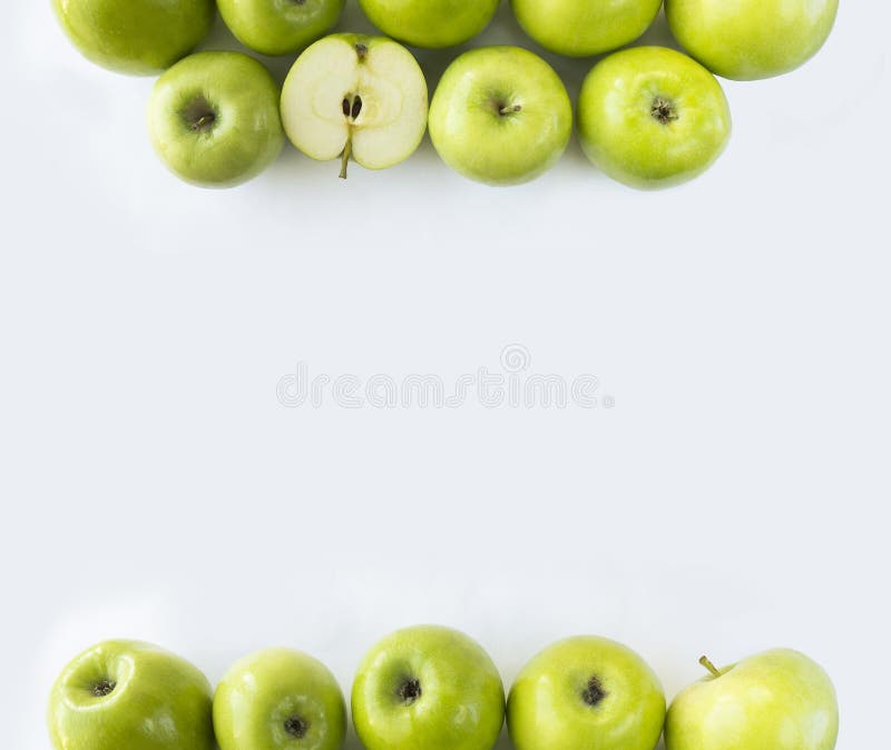Horizontal Seamless Background with Green Apples and Leaves. Stock ...