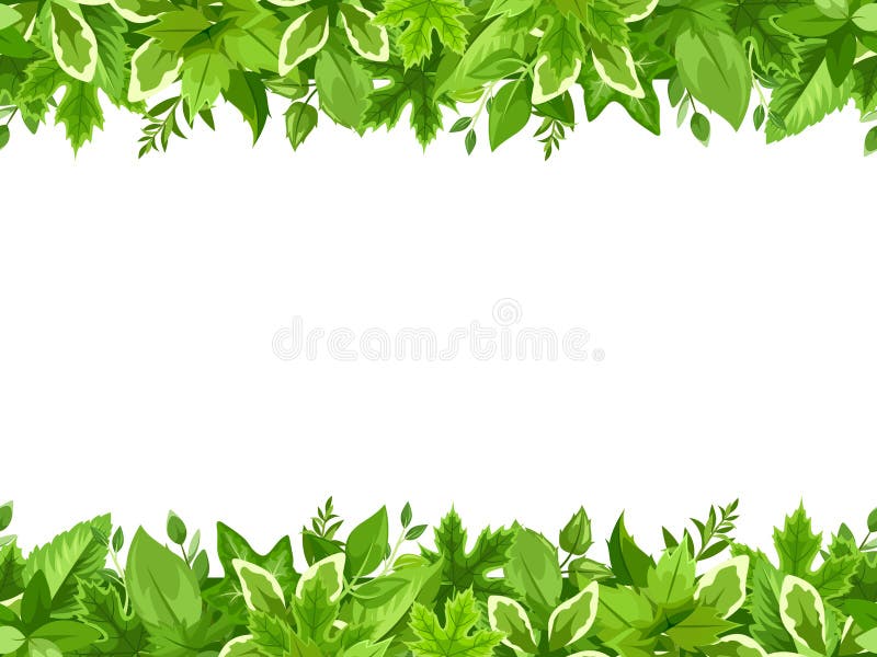 Horizontal Seamless Background with Green Leaves. Vector Illustration ...