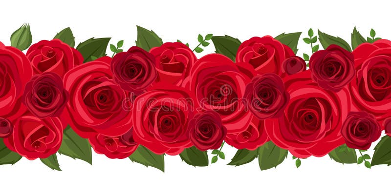 Horizontal Seamless Background with Red Roses. Vector Illustration ...