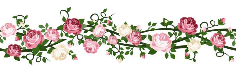 Horizontal Seamless Background with Roses. Stock Vector - Illustration ...