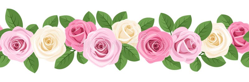 Horizontal Seamless Background with Roses. Stock Vector - Illustration ...