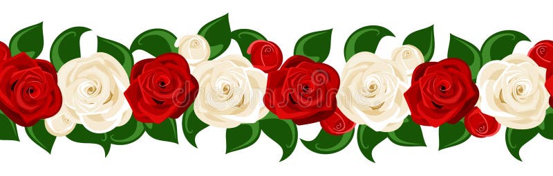 Horizontal Seamless Background with Roses. Stock Vector - Illustration ...