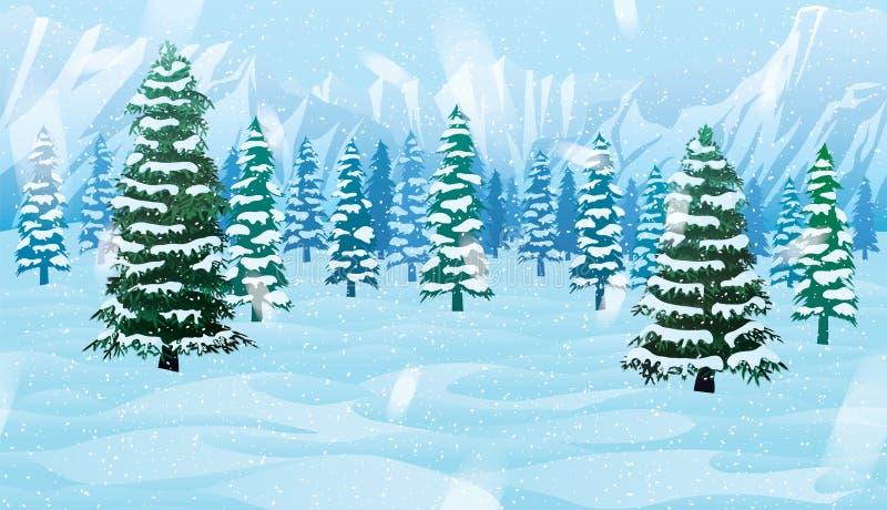 Horizontal Seamless Background With Winter Landscape Stock Vector ...