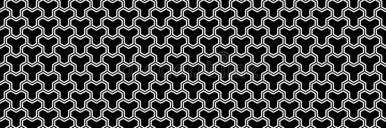 Horizontal Seamless Black and White Hexagon Tile and Textile Pattern ...