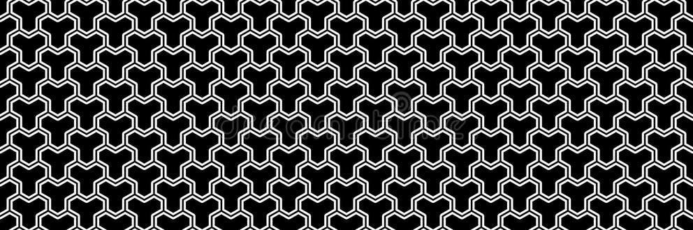 Horizontal Seamless Black and White Hexagon Tile and Textile Pattern ...