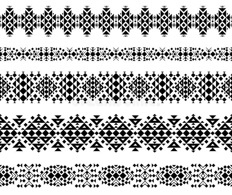 Horizontal Seamless Ethnic Pattern Stock Vector - Illustration of aztec ...
