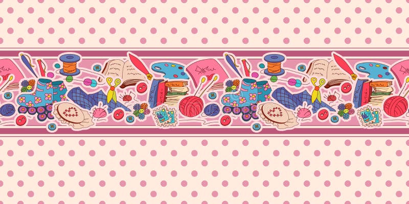 Horizontal Seamless Pattern with Hobby Items Stock Vector ...