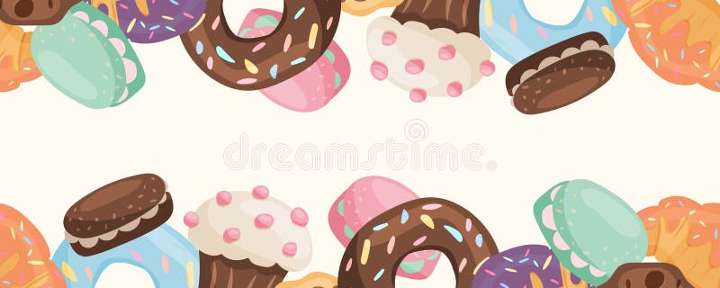 Horizontal Seamless Sweet Border with Top and Bottom Layout Stock ...