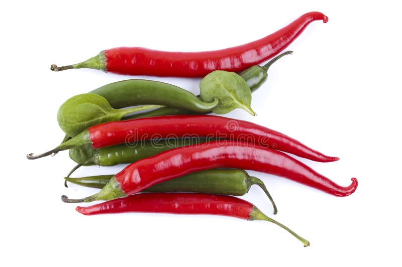 A Horizontal Series of Green and Red Chili Peppers Stock Image - Image ...