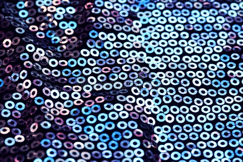 Round Sequins on a Dress Blue Evening. Details Stock Image - Image of ...