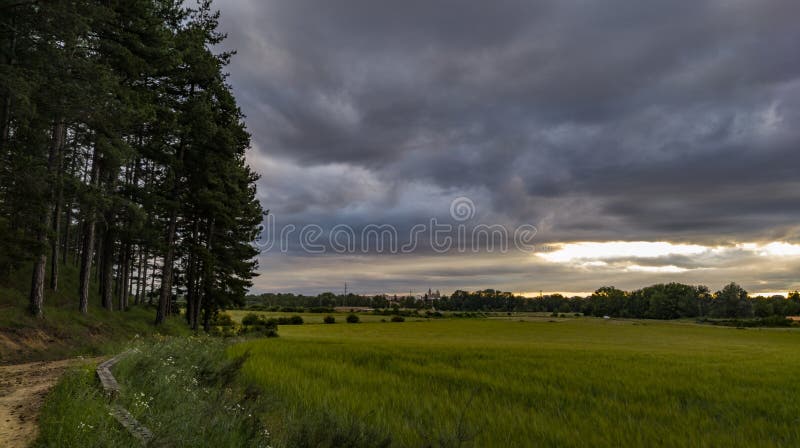 Horizontal Shot of a Beautiful Natural Landscape Under Cloudy Sky Stock ...