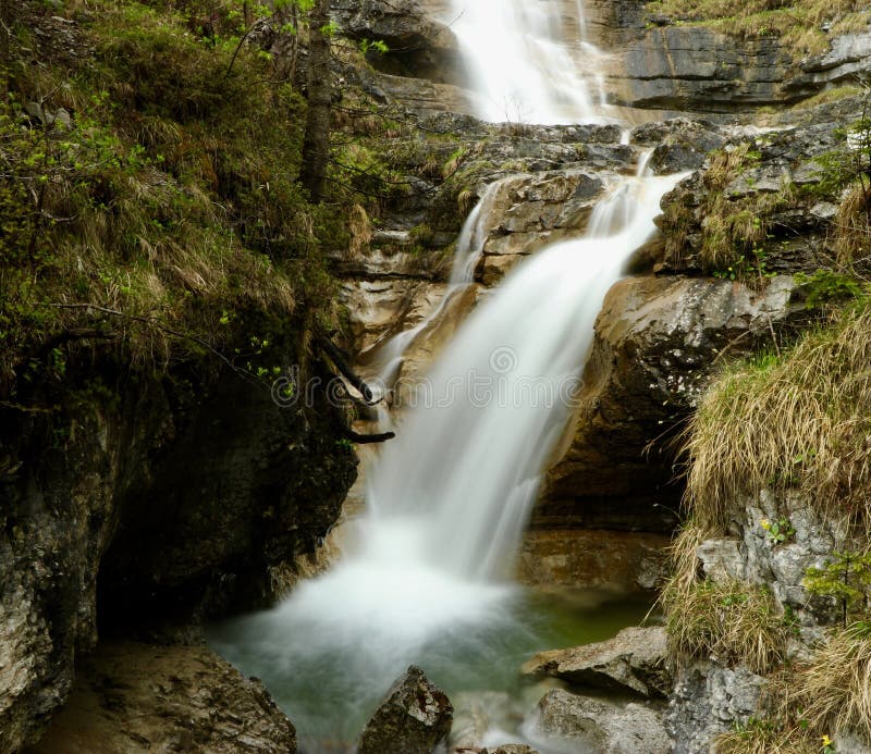 Horizontal Shot of a Beautiful Waterfall Flowing Down the River in the ...