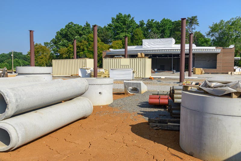 Construction Materials at Site of New Convenience Store Build Stock ...