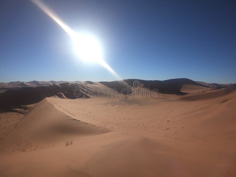 Horizontal Shot of a Desert Area and the Bright Sun in the Beautiful ...