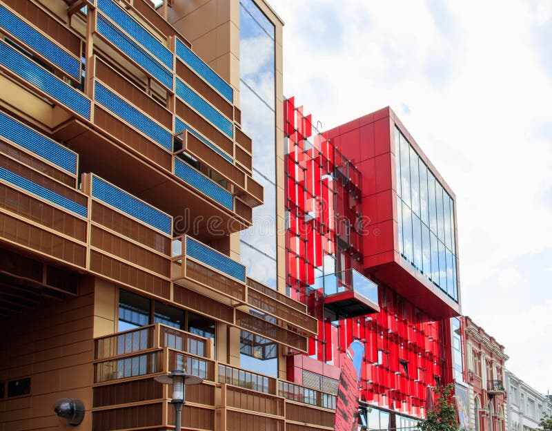 Horizontal Shot of Led Panels on the Facade of the Building with Mirror ...