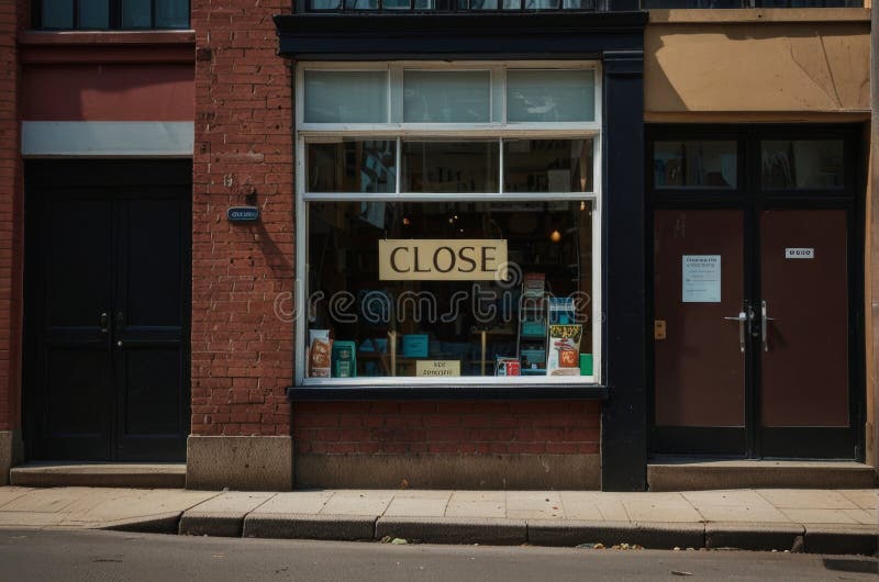 Horizontal Shot of Store Closing Sign on Business Stock Illustration ...